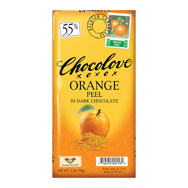 Chocolove Orange Peel in Dark Chocolate Bar 55% Cocoa Content